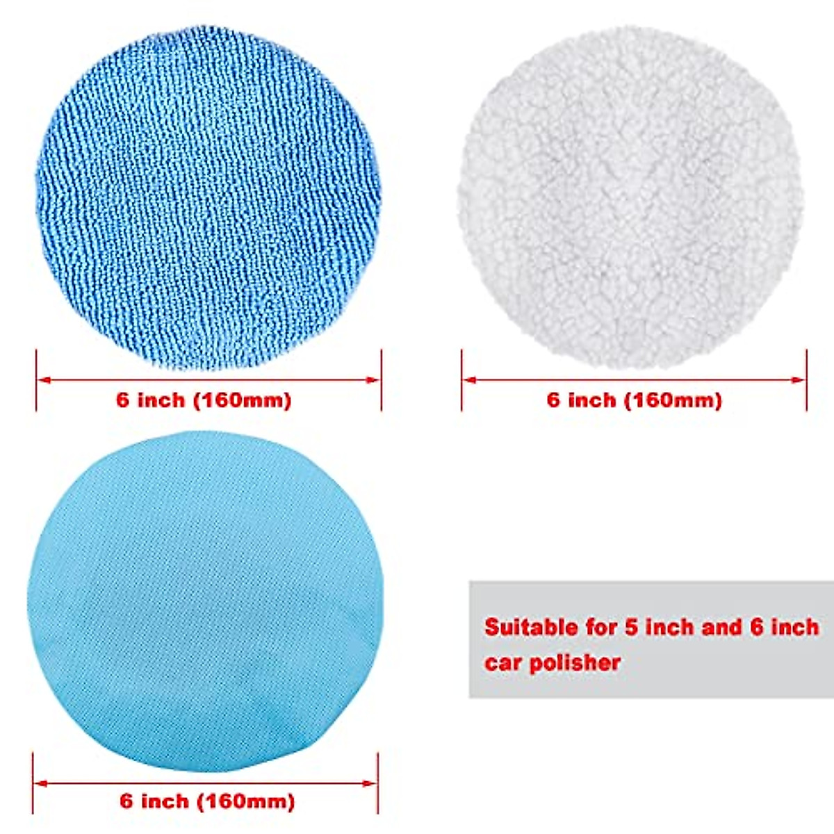SIQUK 12 Pieces Car Polisher Pad Bonnet 5-6 Inch Polishing Bonnets Microfiber Waxer Bonnet Polishing Pad Bonnet Buffing Pad Cover Buffer Bonnets for Car Polisher