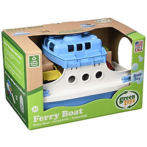 Green Toys Ferry Boat, Blue/White 4C - Pretend Play, Motor Skills, Kids Bath Toy Floating Vehicle. No BPA, phthalates, PVC. Dishwasher Safe, Recycled Plastic, Made in USA.