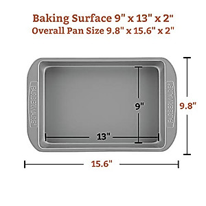 Farberware Nonstick Bakeware Baking Pan / Nonstick Cake Pan, Rectangle - 9 Inch x 13 Inch, Gray