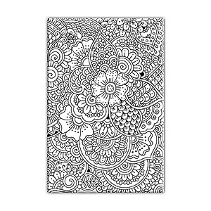 Henna Doodle Coloring Canvas For Adults, Stretched primed canvas to color