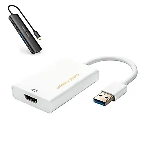 Bundle – 2 Items: CableCreation USB HDMI Adapter with DisplayLink Chip + 7 in 1 USB C Hub