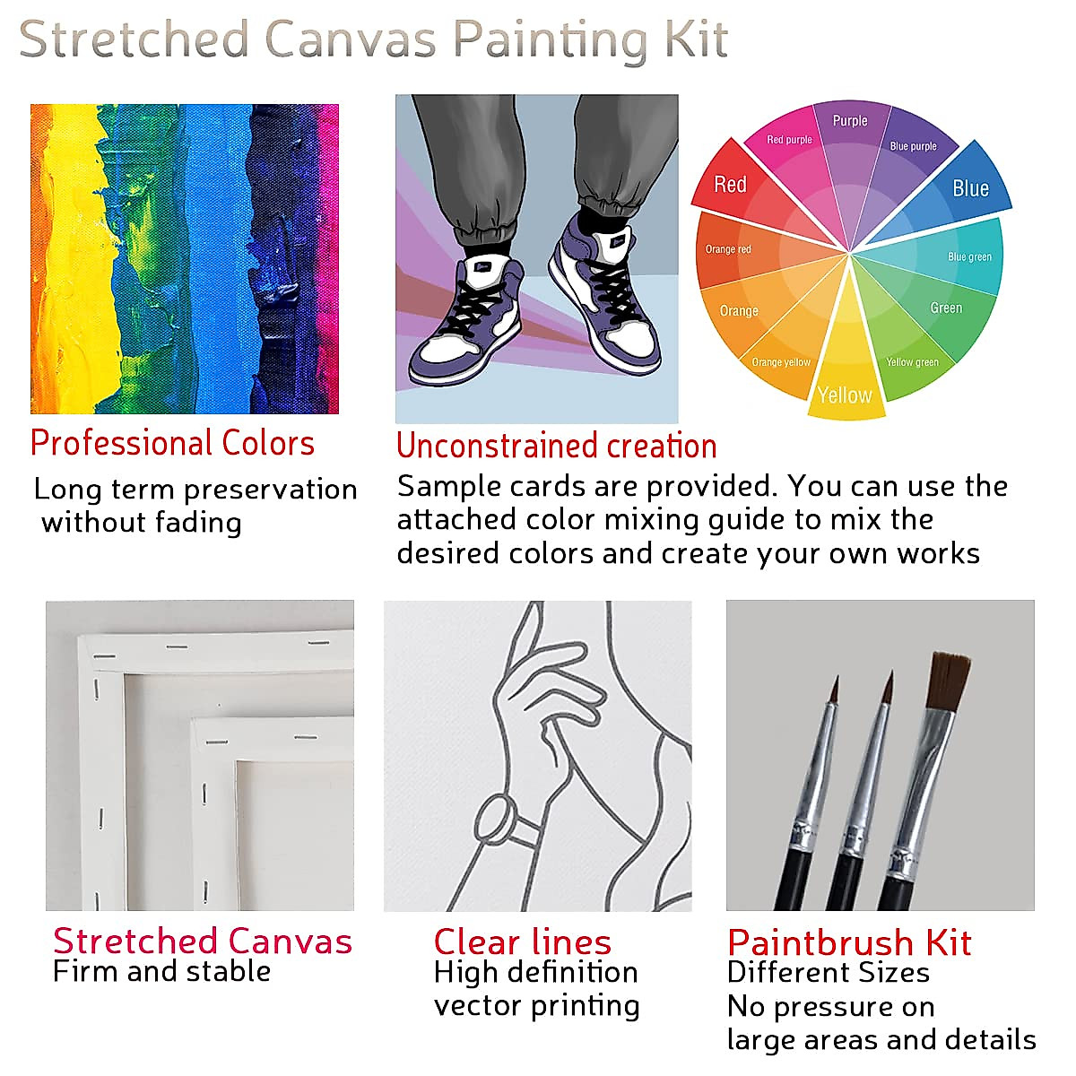VALLSIP 2 Pack Paint and Sip Canvas Painting Kit Pre Drawn Canvas for Painting for adults Stretched Canvas Couples Games Date Night Shoe Paint Party Favor (8x10)