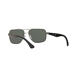 Ray-Ban Men's RB3483 Metal Square Sunglasses, Gunmetal/Green, 60 mm