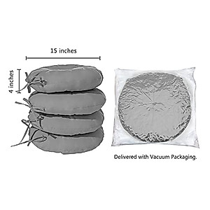 ROSNINIKA 2 Pack Round Bistro Seat Cushions Bistro Chair Cushion Round Cushion Outdoor Chair Cushions with Ties 15x15x4 Inches Gray