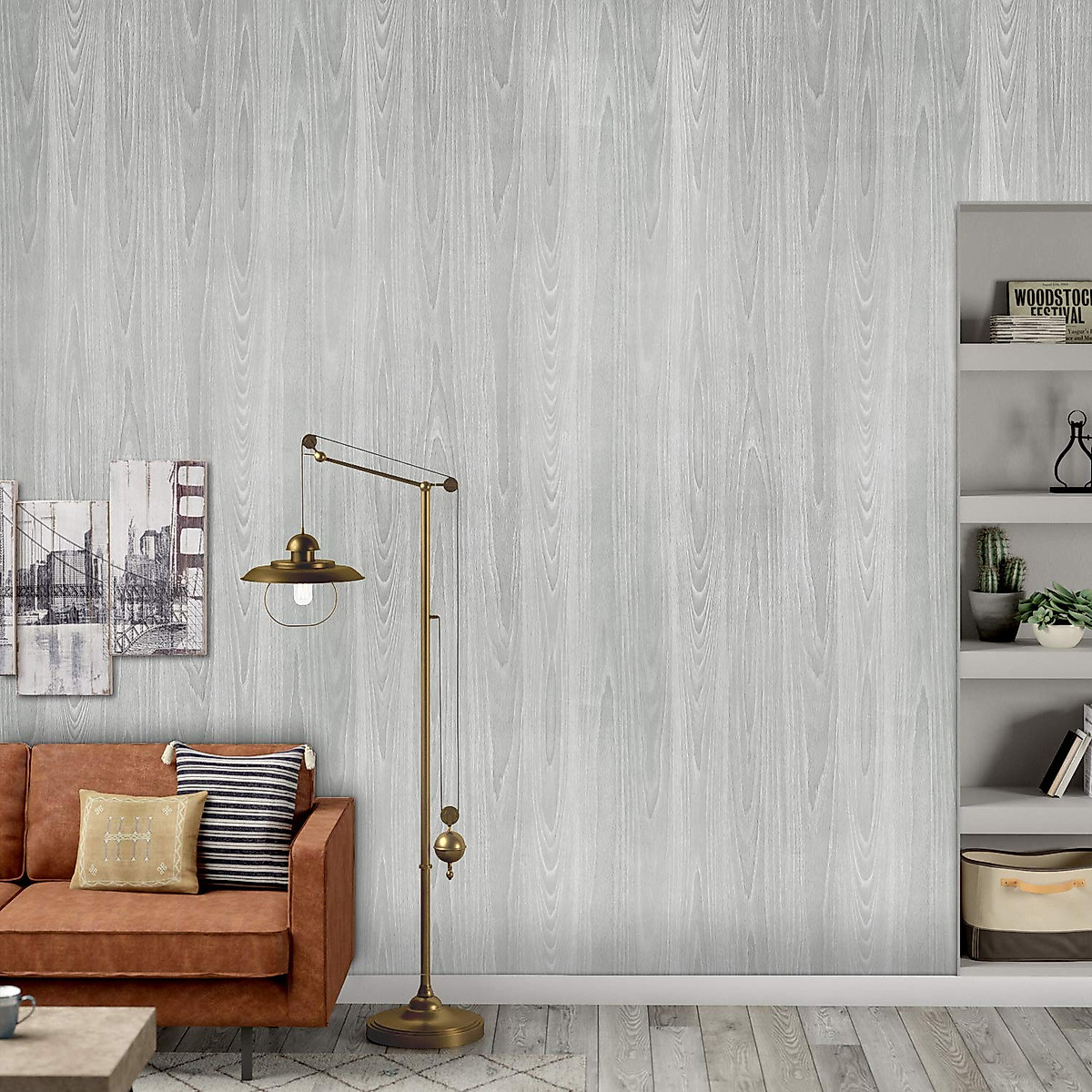 Melwod Gray Wood Contact Paper 17.71 x 118 Inch Wood Grain Texture Peel and Stick Wallpaper Adhesive Paper Light Grey Wall Covering Desk Shelf Drawer Liner Cabinets Wardrobe