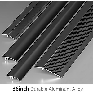 4 inch Floor Transition Strip, 36" Threshold Ramp, Aluminum Exterior Door Thresholds for Wheelchair Access Wood Tile Vinyl Flooring, Extra Wide Metal Entrance Door Edge Trim, Black,1Pack