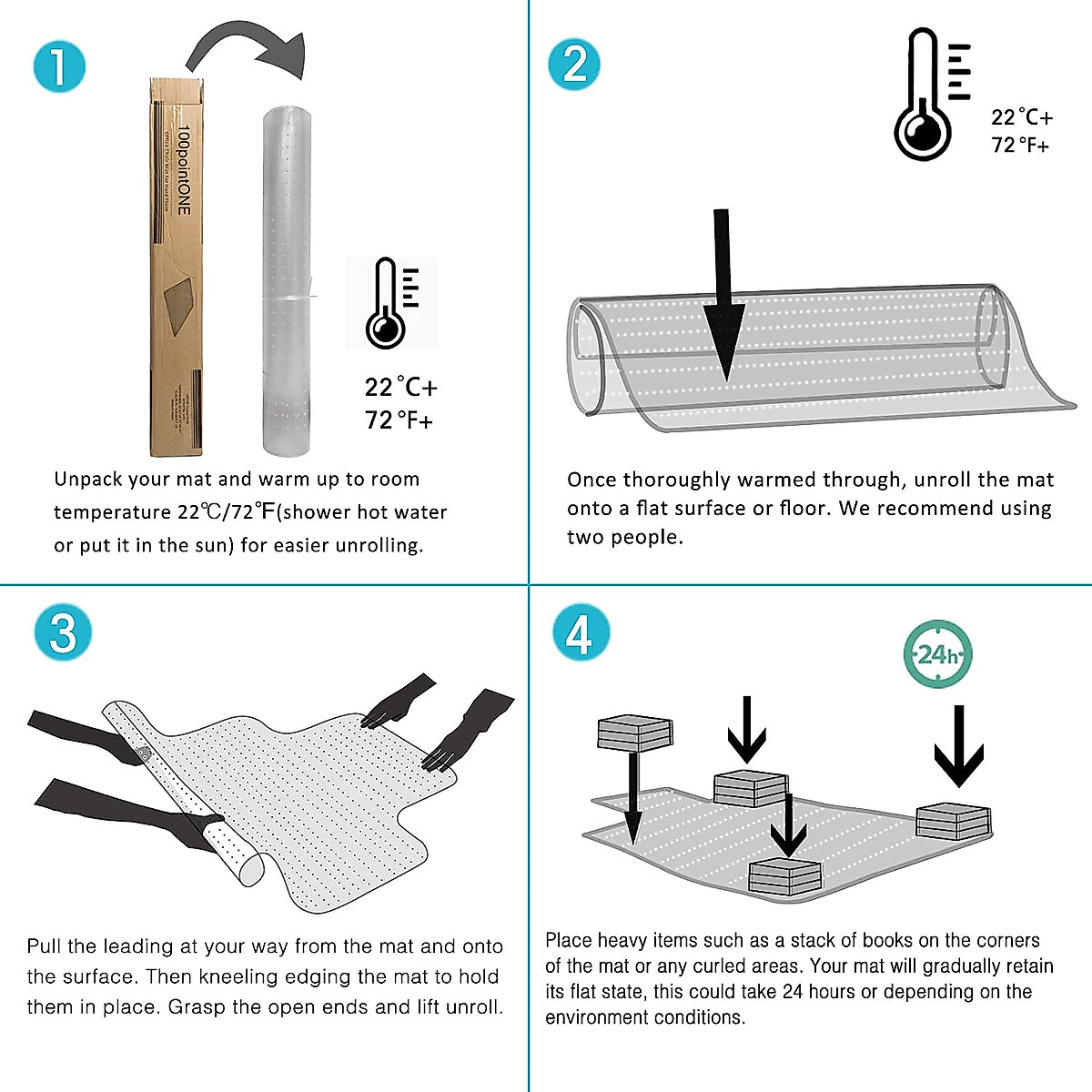 100pointONE Chair Mat for Carpet - 46" × 60" Clear Office Chair Mat for Low Pile Carpeted Floors (Rectangle)