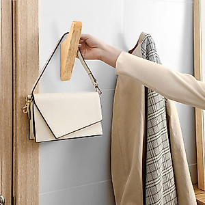 New Wood Wall Hooks 6 Pack Wooden Coat Hooks Natural Solid Black Walnut and Rubber Wood Decorative Wall Hooks for Hanging Coat Towels Hats (Black Walnuts 6PCS)