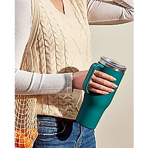 Maars Charger 40oz Insulated Travel Mug Tumbler with Handle | Double Wall Vacuum Sealed Stainless Steel Cup w/Straw and Lid - Volcanic Glass