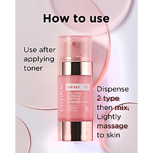 EASYDEW EGF 55% Collagen Silkream Ampoule- Korean Facial Serum for Firmness & Elasticity with Peptides, Amino Acids - Day & Night Anti Aging Silky Smooth Skincare, 1.86oz.