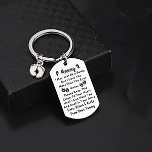 WSNANG Mommy To Be Keychain New Mom Gift Baby Announcement Jewelry Gift I May Just Be a Bump I Love You Mommy Keychain (Mommy DT)