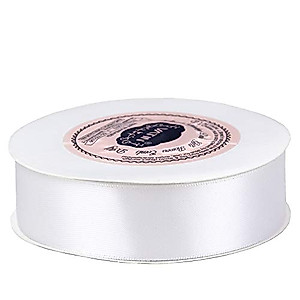 VATIN 1 inch Double Faced Polyester Satin Ribbon White - 25 Yard Spool, Perfect for Wedding, Wreath, Baby Shower,Packing and Other Projects.