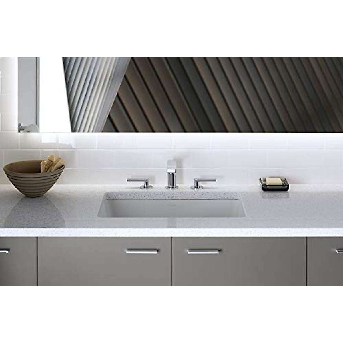 KOHLER 2215-0 Ladena Rectangular undermount Bathroom Sink with Curved Bottom, 23-1/4" W x 16-1/4" L, White