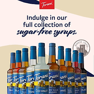 Torani Sugar Free Coffee Syrup, Vanilla Flavored Syrup for Drinks, Zero Calorie, Pump Included, 25.4 Fl Oz