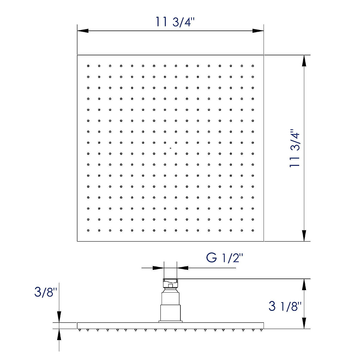 ALFI brand LED12S-PC Polished Chrome 12" Square Multi Color LED Rain Shower Head, 11.75" L x 11.75" W x 0.38" H