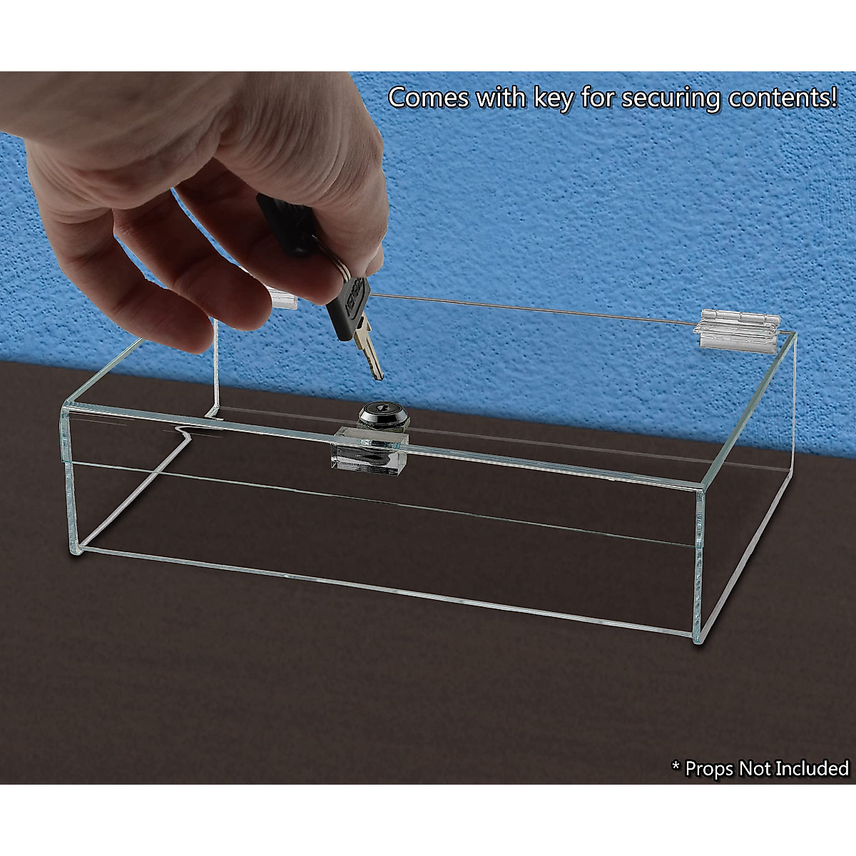 Acrylic Locking Display Case with Keys 12" x 8" x 4" Clear Rectangular Lucite Countertop Tray with Lid for Artifacts Antiques Collectibles Jewelry Currency and Coins by Marketing Holders