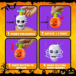 Halloween Treats Non Candy for Kids,4 Pack Halloween Light Up Spinning Tops Toys Gifts for Toddlers,Halloween Party Favors Boo Basket Goodie Bag Stuffer Fillers,Birthday Classroom Prizes for Boys Girl