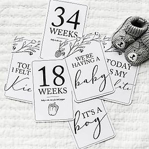 Baby Milestone Cards (19+11) - Weekly Baby Milestone Signs w/Hello World Newborn Sign, Pregnancy Announcement Sign - Giftable Baby Milestones Props
