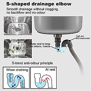 Single Bowl Stainless Steel Standing Sink, Kitchen Sink, Commercial Sink, Small Utility Sink, Portable Hand Washing Sink for Kitchen, Dining Room, Garage Bar, Laundry Room (Color : Type A, Size : 55