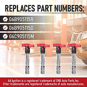 Ignition Coil Pack Set of 4-1.8T - Replaces 06C905115M, 06B905115R, 06B905115D - Compatible with Volkswagen & Audi Vehicles