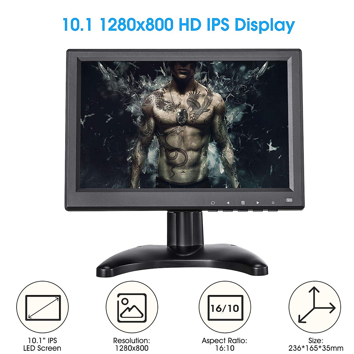 KALESMART 10.1 inch 1280x800 Rimless HDMI Monitor with VGA/HDMI Ports Built-in Speaker for Raspberry Pi Home Security CCTV PC Display