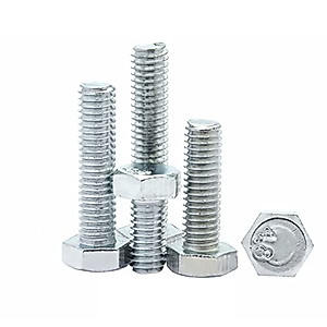 100 PCS Full Teeth Carbon Steel Plating White Zinc Outer Hexagonal Bolt, for Mechanical AccessoriesM5x50mm