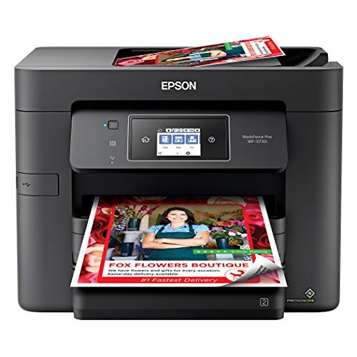 Epson WorkForce Pro WF-3730 All-in-One Wireless Color Printer with Copier, Scanner, Fax and Wi-Fi Direct,Black,10-1/2 x 7-1/2 x 6-1/2 in