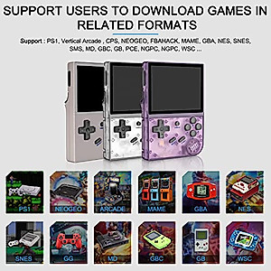 Anbernic RG35XX Handheld Game Console Retro Games Consoles with 3.5 Inch IPS Screen 64G TF Card 5474 Classic Games 2100mAh Battery Support Linux, HDMI and TV Output Purple