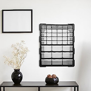 Elevon Hardware and Craft Cabinet 14.8" W x 6.3" D x 18.7" H, 39 Drawers, Black