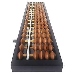Vaupan Digit Standard Abacus Soroban Professional 17 Column (10.2 inch) Math Abacus, Math Calculating Tool with Reset Button for Adults Kids(Brown)
