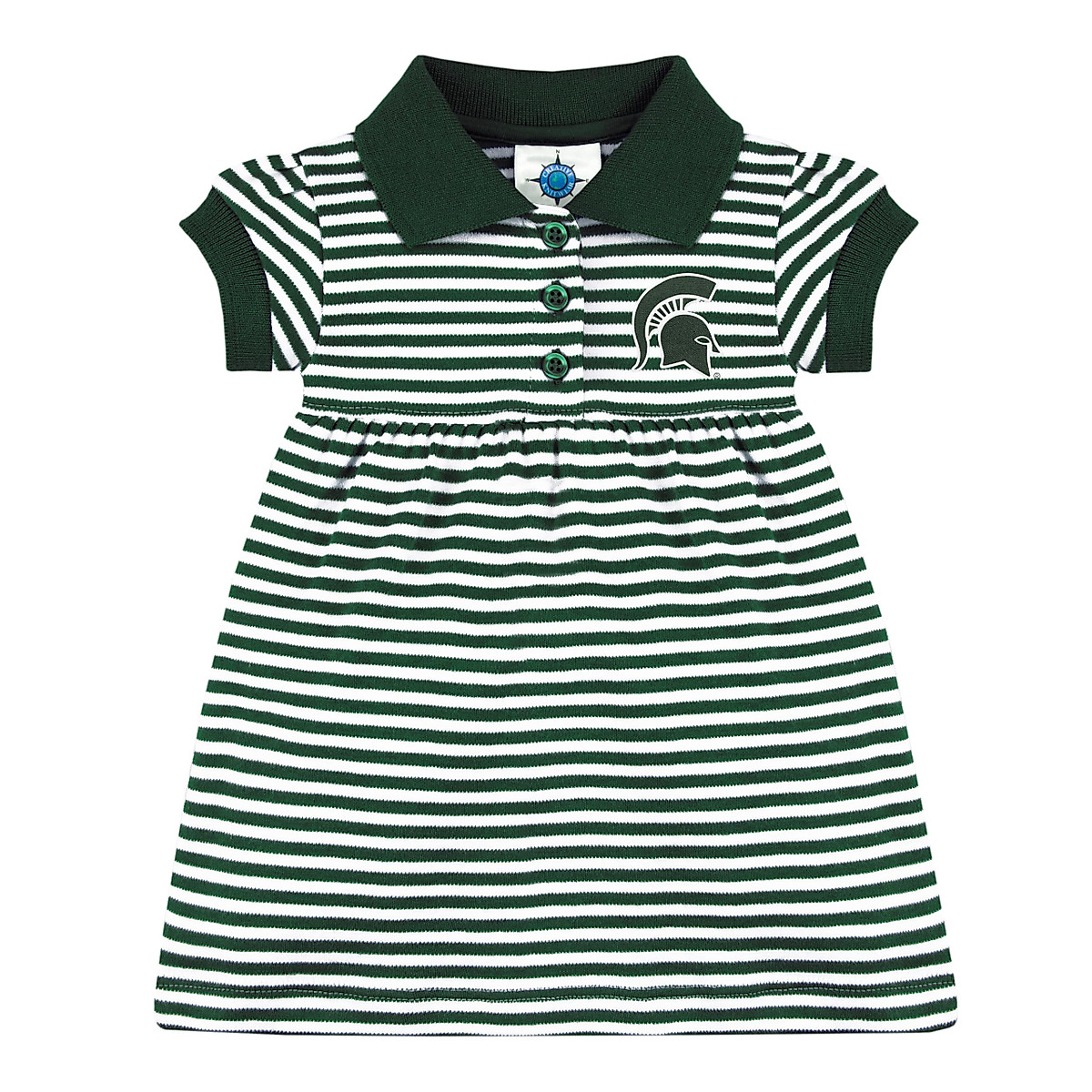 Michigan State University Spartans Striped Game Day Dress with Bloomer Green/White 3-6 Months