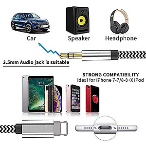[Apple MFi Certified] AUX Cord for iPhone 13, Lightning to 3.5 mm Headphone Jack Adapter, 3.5mm to Lightning Adapter, Aux Adapter, Headphone Jack Adapter, Compatible for iPhone 12 11 XS XR X 7 7P 8 8P