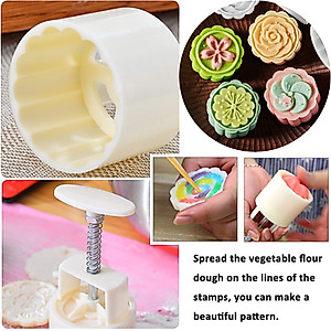 MooncakeMoulds 125g/75g, Mid-Autumn Festival Hand-Pressure MoonCakeMoulds, DIY Hand Press Cookie Stamps Pastry Tool. (4pcs 125g square + 6pcs roundpcs 75g)…