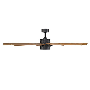 Windmill Indoor and Outdoor 12-Blade Smart Home Ceiling Fan 65in Matte Black Distressed Koa with 3000K LED Light Kit and Remote Control works with Alexa and iOS or Android App