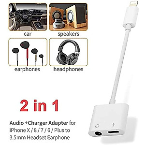 [Apple MFi Certified] Lightning to 3.5mm Headphone Adapter for iPhone, 2 in 1 Headphone Audio Splitter, Adapter AUX Connector Charger Cable Replacement for iPhone 14/13/12/SE/XR/XS/X/8/7/Plus
