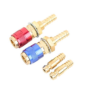 Yosoo Health Gear Quick Fitting Hose Connector, 8mm M8 Water-Cooled and Gas Adapter Quick Connector Fitting Hose Red Water Cooled and Gas Adapter for MIG TIG Welding Torch, 2 Piece