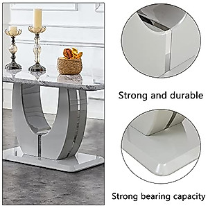 Modern Imitation Marble Dining Table for 4-8, Durable Traditional Marble Design Rectangle Kitchen Dining Table for Living Room, Dining Room,Home and Office Grey