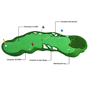 cghhome Golf Practice Blanket, 1 * 3M Fast Grass Slope Training Blanket, Home Chipping Practice Machine Mini Green, Professional Golf Training Equipment