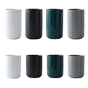 TITA-DONG Ceramic Kitchen Utensil Holder for Countertop, Matte White Utensil Crock with Non Slip Unglazed Base, Farmhouse Utensil Caddy for Kitchen Tools Farmhouse Kitchen Decor(M/Green)