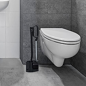 Toilet Brush and Holder Toilet Brush Toilet Bowl Brush and Holder for Bathroom Cleaning Toilet Brush with Quick Drying Holder (Black)