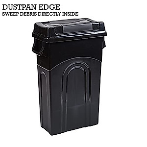 United Solutions Highboy Waste Container with Swing Lid, 23 Gallon, Space Saving Slim Profile and Easy Bag Removal, Handles for Easy Carrying, Indoor/Outdoor Use, Black, 1-Pack, (TI0082)