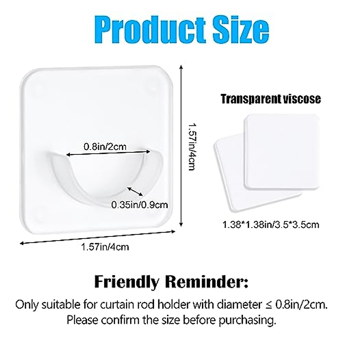 6Pcs Adhesive Shower Curtain Rod Holder, SHAIDOJIO, Transparent Shower Curtain Rod Mount Holder, Shower Curtain Rod Tension Brackets No Drilling for Wall, Bathroom, Windows, Wardrobe