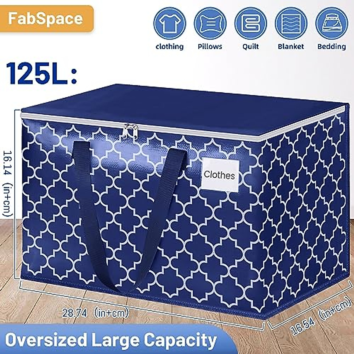 FabSpace Moving Bags, Extra Large Moving Supplies, Heavy Duty Storage Bags, Packing Bags with Reinforced Zippers & Handles, Collapsible Packing Boxes, Storage Totes for Moving, Packing, 125L, 8 Packs