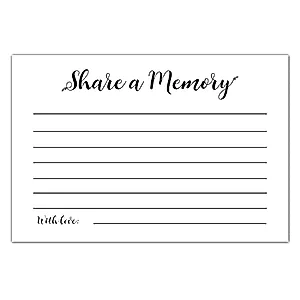 Share A Memory Cards, Pack of 50, Memory Cards for Celebration of Life, Wedding, Showers, Birthdays, Funeral, Retirement, Graduation, Funeral Guest Book Alternative Advice Game, 4x6 Inch.