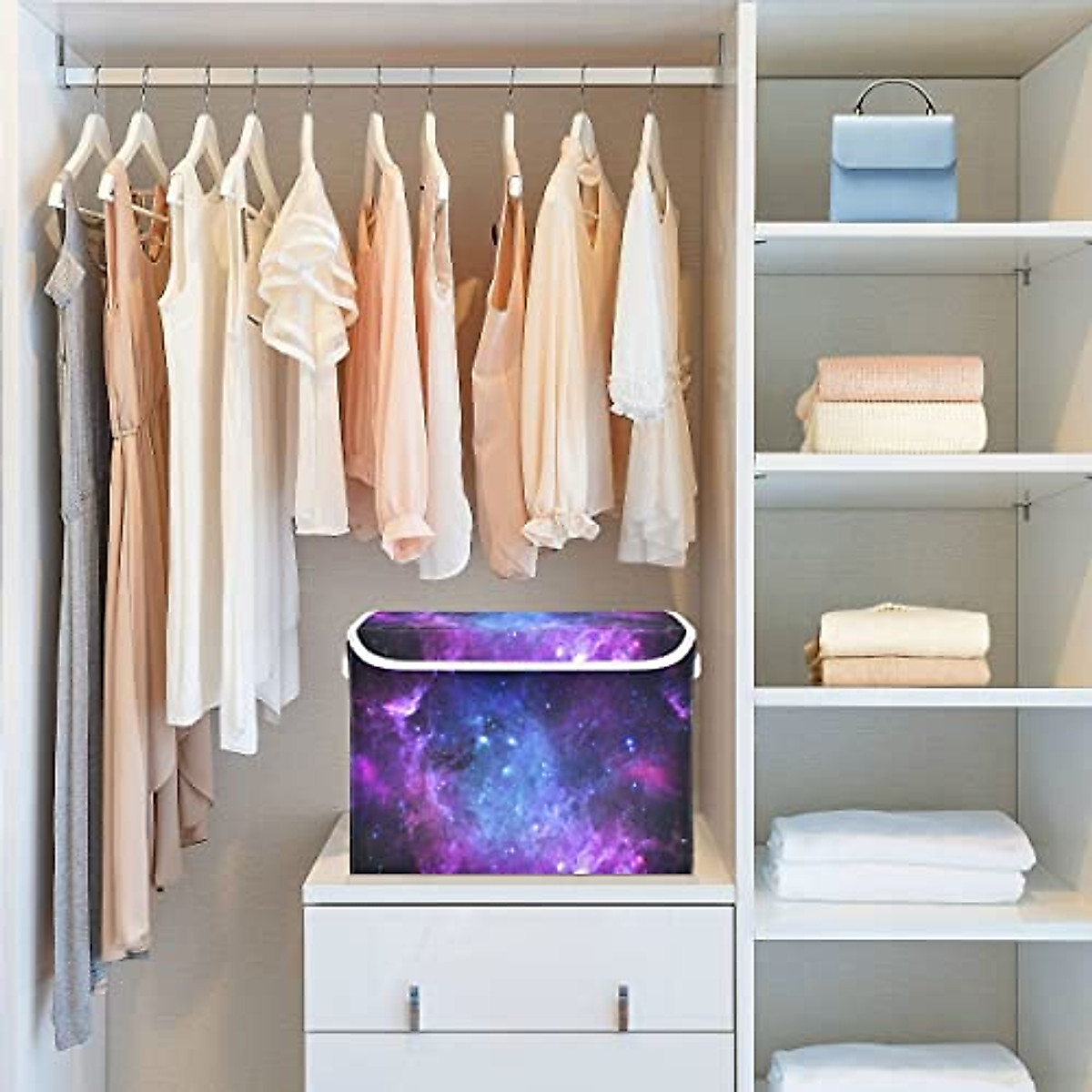 Storage Bins with Lids Foldable Storage Baskets Storage Cubes Collapsible Closet Organizer Containers with Cover Universe Galaxy Nebula Space for Home Office Organizer Closet, Shelves, Toy, Nursery