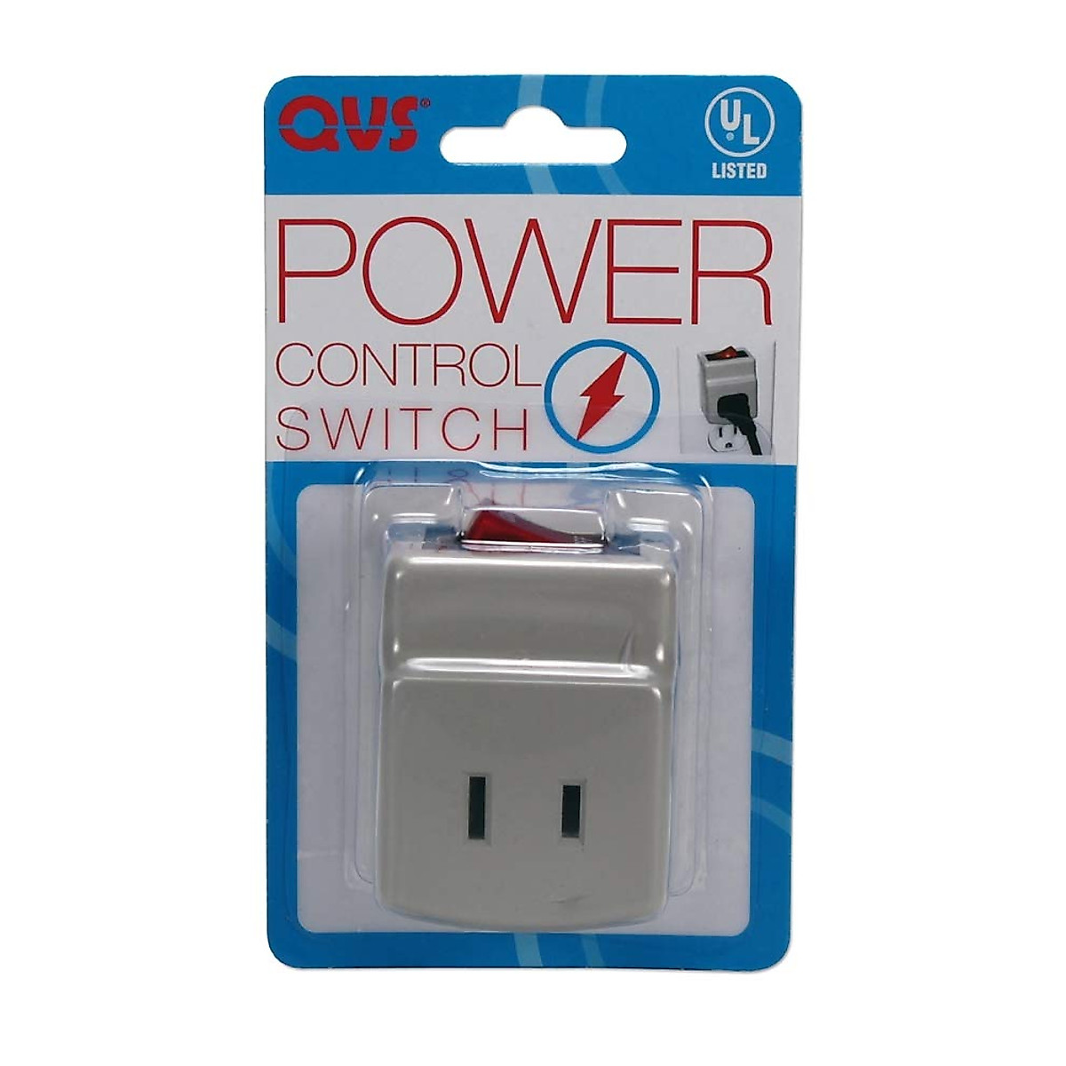 QVS PA-1P Single-Port Power Adaptor with Lighted On/Off Switch, Off-White