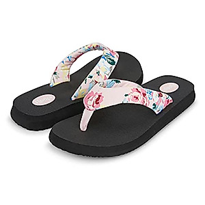 Floopi Flip Flops for Women Casual Flat Yoga Mat Thong Womens Sandals, Ladies Beach Sandals with Indoor & Outdoor Anti Skid Soles (8, Pink-528)