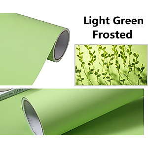 Temall Solid Color Frosted Self Adhesive Wallpaper Waterproof Shelf Drawer Liner Cabinet Sticker 15.6 inch by 9.8 Feet (Light Green)