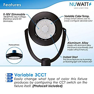 NUWATT LED Street Post Top Area Light Circle Pole Round Fixture, 4,550 Lumens Dusk to Dawn Photocell Fixture 35W (75/100W Equivalent) Outdoor Pathway Pole Light Yard Light Fixture UL/DLC Listed