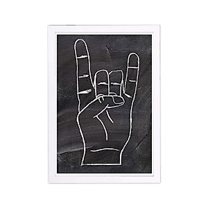 Wynwood Studio Symbols and Objects Framed Wall Art Prints 'Rock On' Home Décor, 13" x 19", Black, White